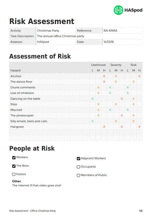 The Office Christmas Party Risk Assessment - HASpod