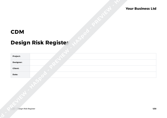 Design Risk Register CDM Template - HASpod