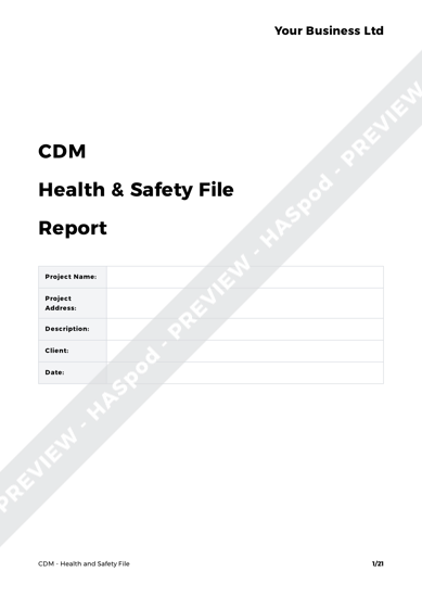 Health and Safety File CDM Template - HASpod