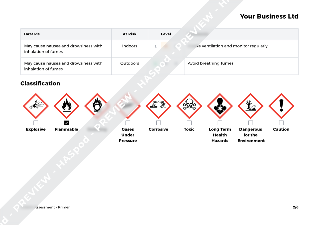 Primer COSHH Assessment Template - HASpod