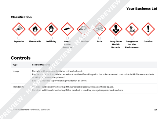 Universal 2 Stroke Oil COSHH Assessment Template - HASpod