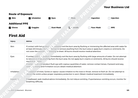 Bitumen COSHH Assessment Template - HASpod