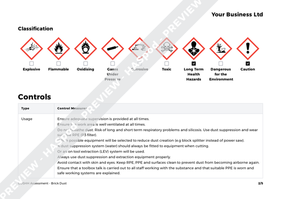 Brick Dust COSHH Assessment Template - HASpod