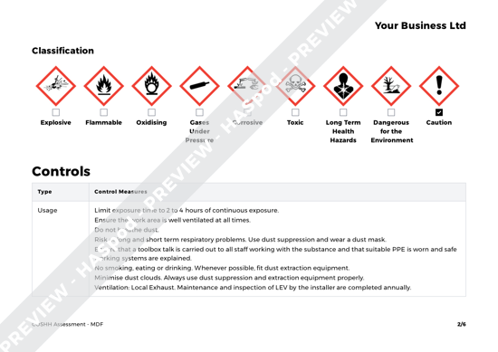 MDF COSHH Assessment Template - HASpod