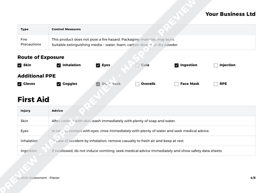 Plaster COSHH Assessment Template - HASpod