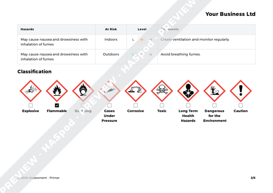 Primer COSHH Assessment Template - HASpod