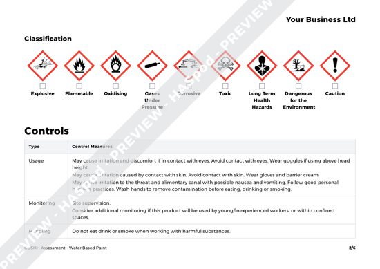 Water Based Paint COSHH Assessment Template - HASpod
