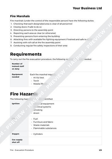 Evacuation Procedure Fire Template - HASpod