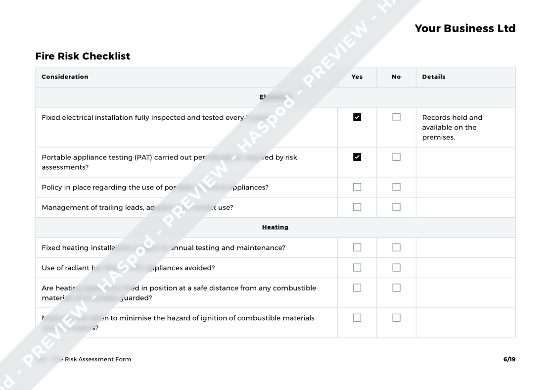 Fire Risk Assessment Form Fire Template - HASpod Fire Risk Assessment Form Fire Template - HASpod