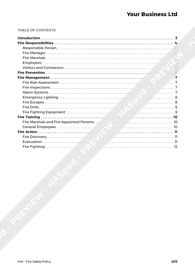 Fire Safety Policy Fire Template - HASpod