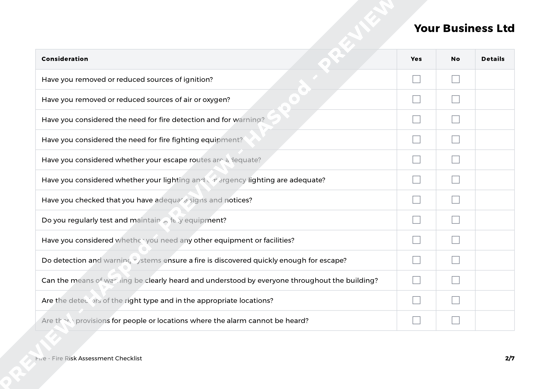 Fire Risk Assessment Checklist Fire Template - HASpod