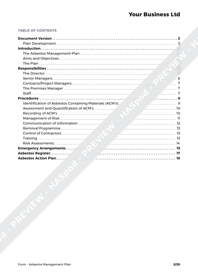 Asbestos Management Plan Form Template - HASpod