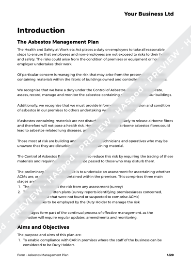 Asbestos Management Plan Form Template - HASpod