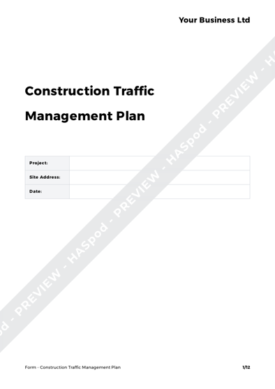 Construction Traffic Management Plan Form Template - HASpod
