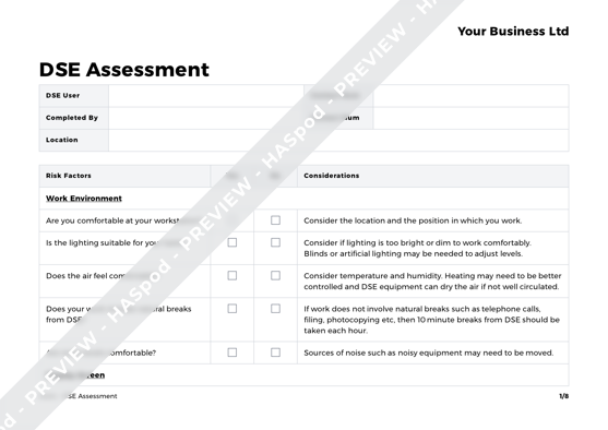 DSE Assessment Form Template - HASpod
