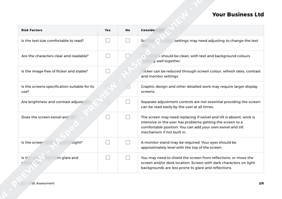 DSE Assessment Form Template - HASpod