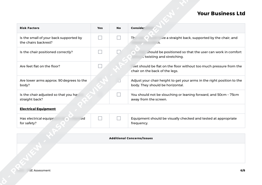 DSE Assessment Form Template - HASpod
