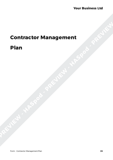 Contractor Management Plan Form Template - HASpod