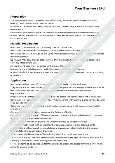 Brick and Block Work Method Statement Template - HASpod