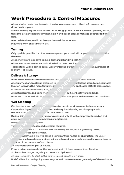 Carpet Cleaning Method Statement Template - HASpod
