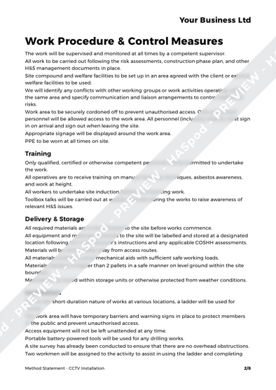 CCTV Installation Method Statement Template - HASpod