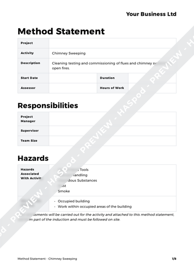 Chimney Sweeping Method Statement Template - HASpod