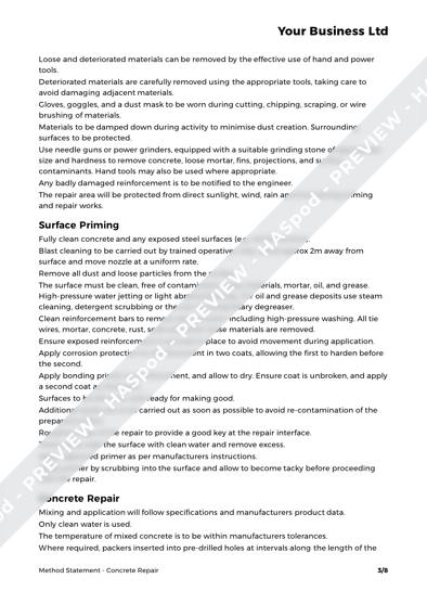 Concrete Repair Method Statement Template - HASpod
