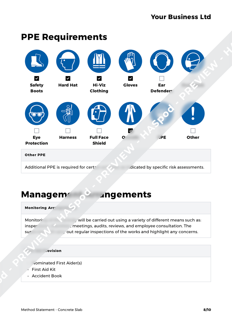 Concrete Slab Method Statement Template - HASpod