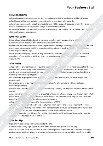Construction Site Method Statement Template - HASpod