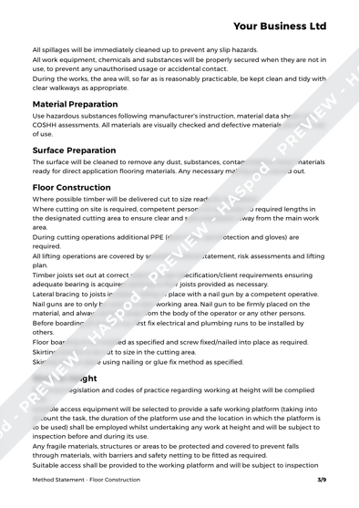 Floor Construction Method Statement Template - HASpod