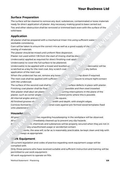 Plastering Method Statement Template - HASpod