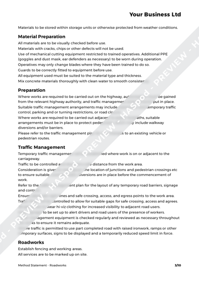 Roadworks Method Statement Template - HASpod