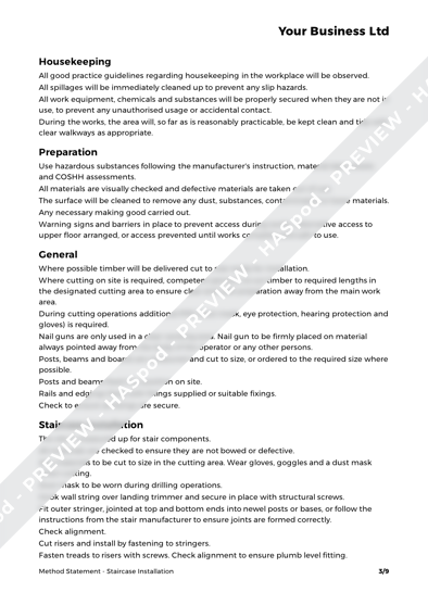 Staircase Installation Method Statement Template - HASpod