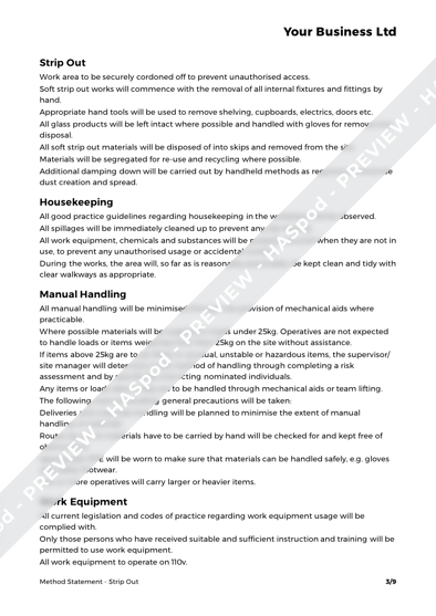 Strip Out Method Statement Template - HASpod