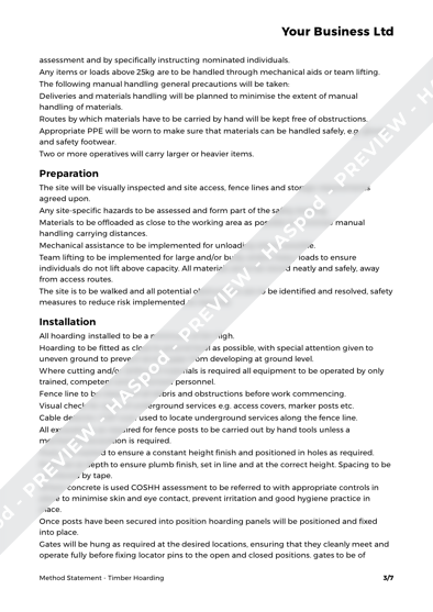 Timber Hoarding Method Statement Template - HASpod
