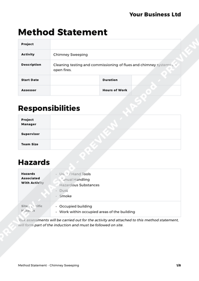 Chimney Sweeping Method Statement Template - HASpod