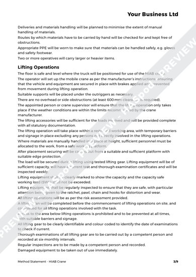 HIAB Crane Method Statement Template - HASpod