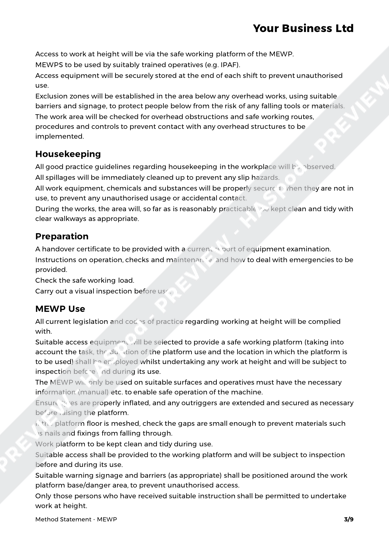 MEWP Method Statement Template - HASpod