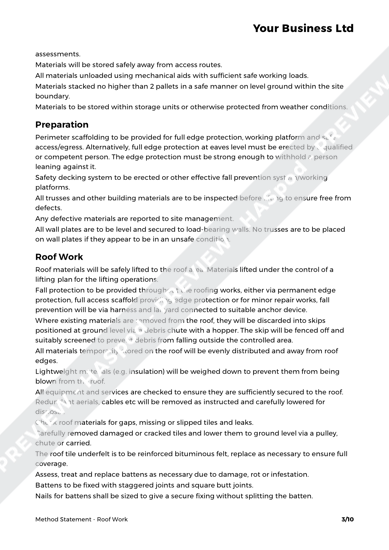 Roof Work Method Statement Template - HASpod