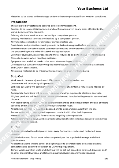 Shop Fitting Method Statement Template - HASpod