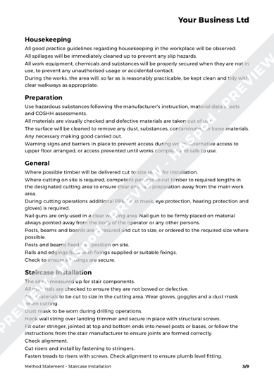 Staircase Installation Method Statement Template - HASpod
