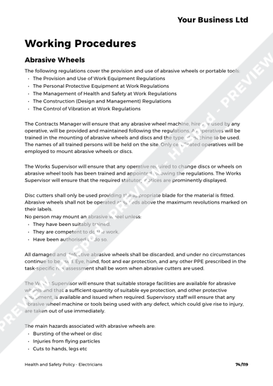 Electricians Health and Safety Policy Template - HASpod