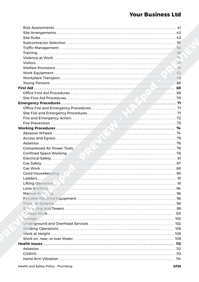 Plumbing Health and Safety Policy Template - HASpod