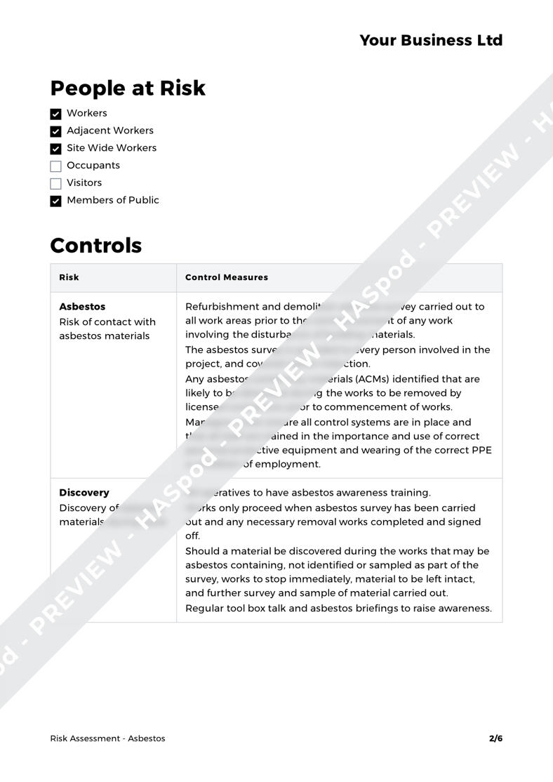 Asbestos Risk Assessment Template - HASpod