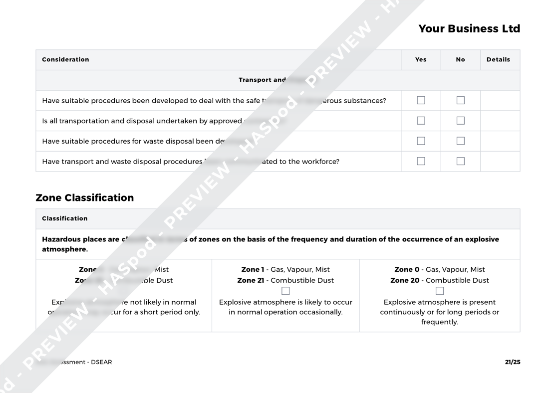 DSEAR Risk Assessment Template - HASpod DSEAR Risk Assessment Template - HASpod