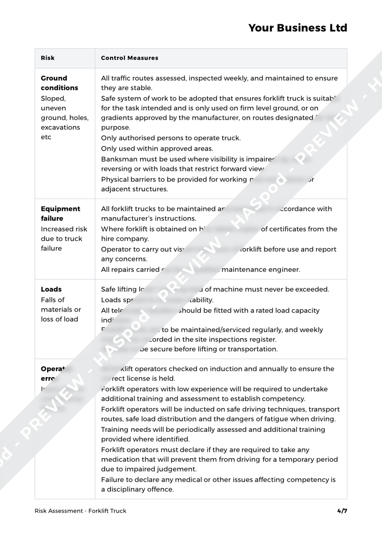 Lift Truck Risk Assessment at Jerry Cook blog