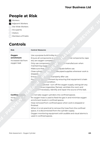 Oxygen Cylinder Risk Assessment Template - HASpod