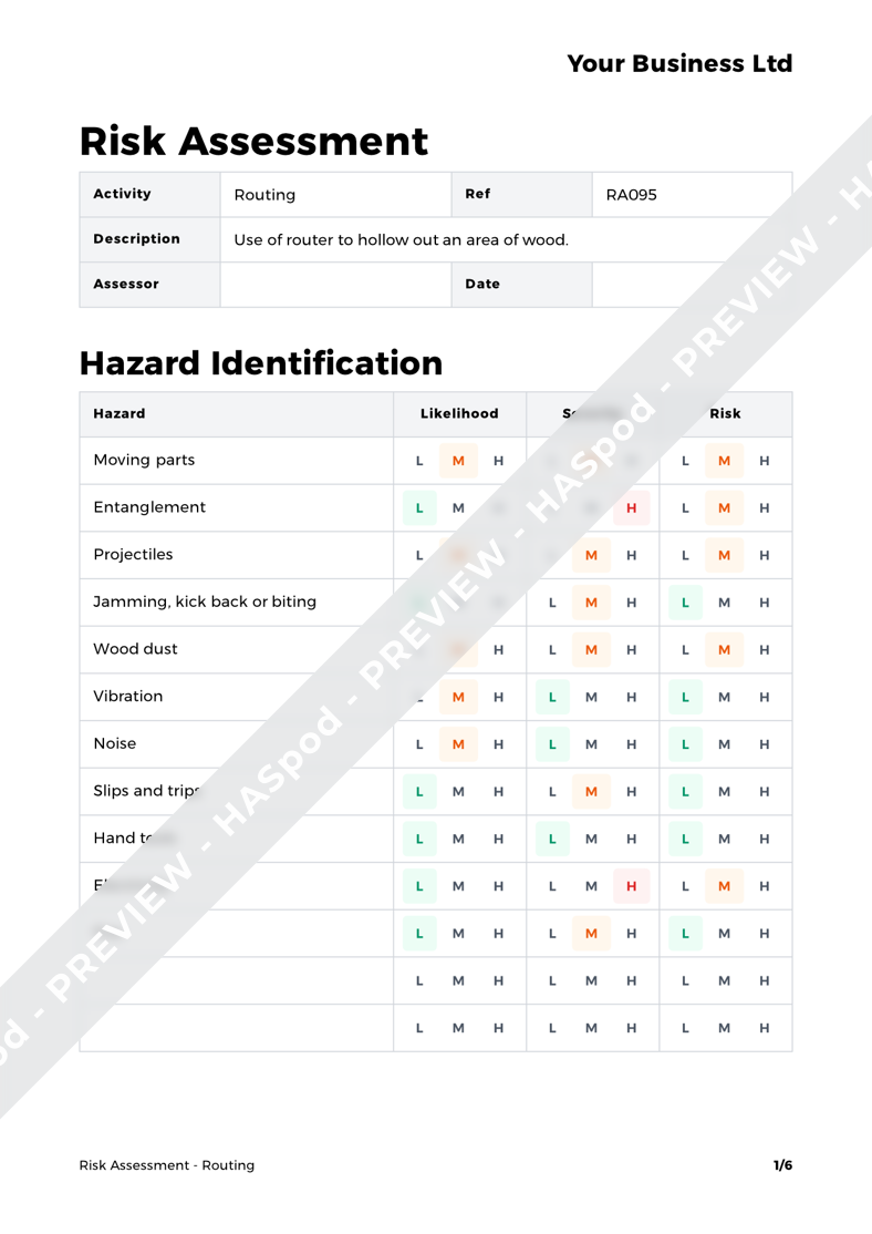 Routing Risk Assessment Template - HASpod