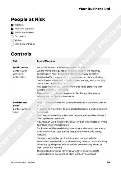 Asphalt Risk Assessment Template - HASpod