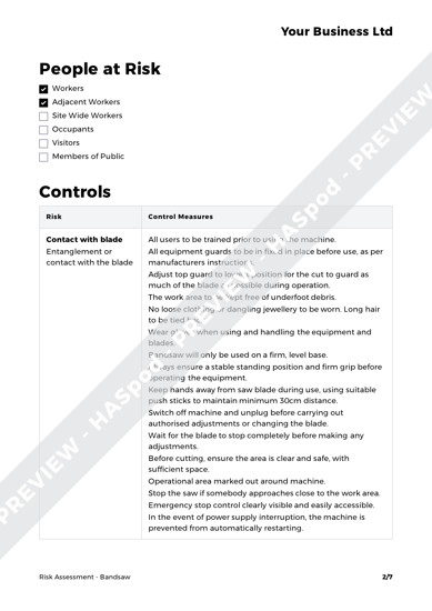 Band Saw Risk Assessment Template Band Saw Risk Assessment Template